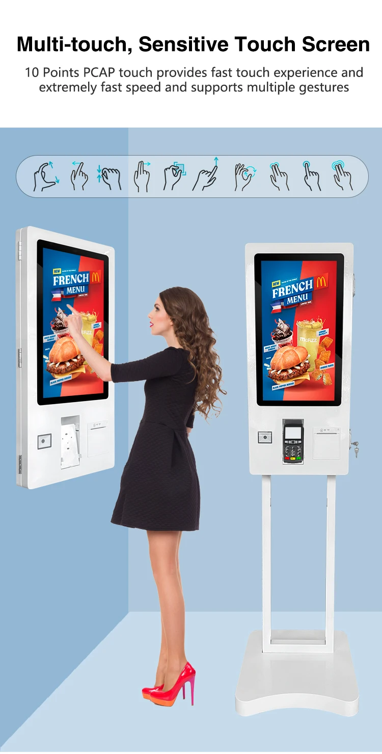 24 Inch Interactive Self Service Payment Automatic Touch Screen Kiosk ...