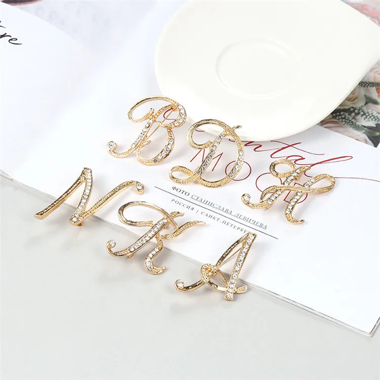 Alibaba.com: Metal Gold Silver Rhinestone A-Z 26 Alphabet Initial ...