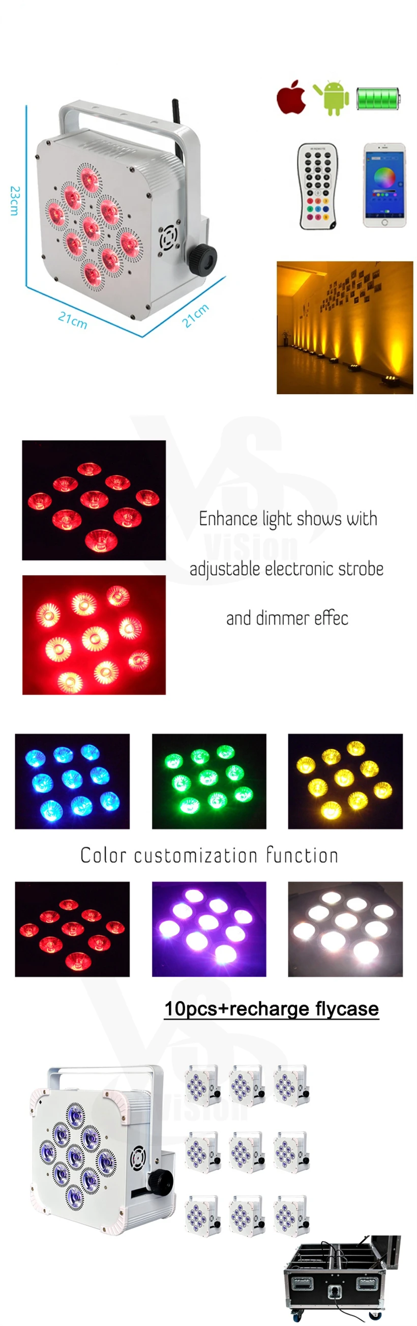 Durable Battery 9x18w Rgbwa Uv Rechargeable Par Stage Light With Wifi ...
