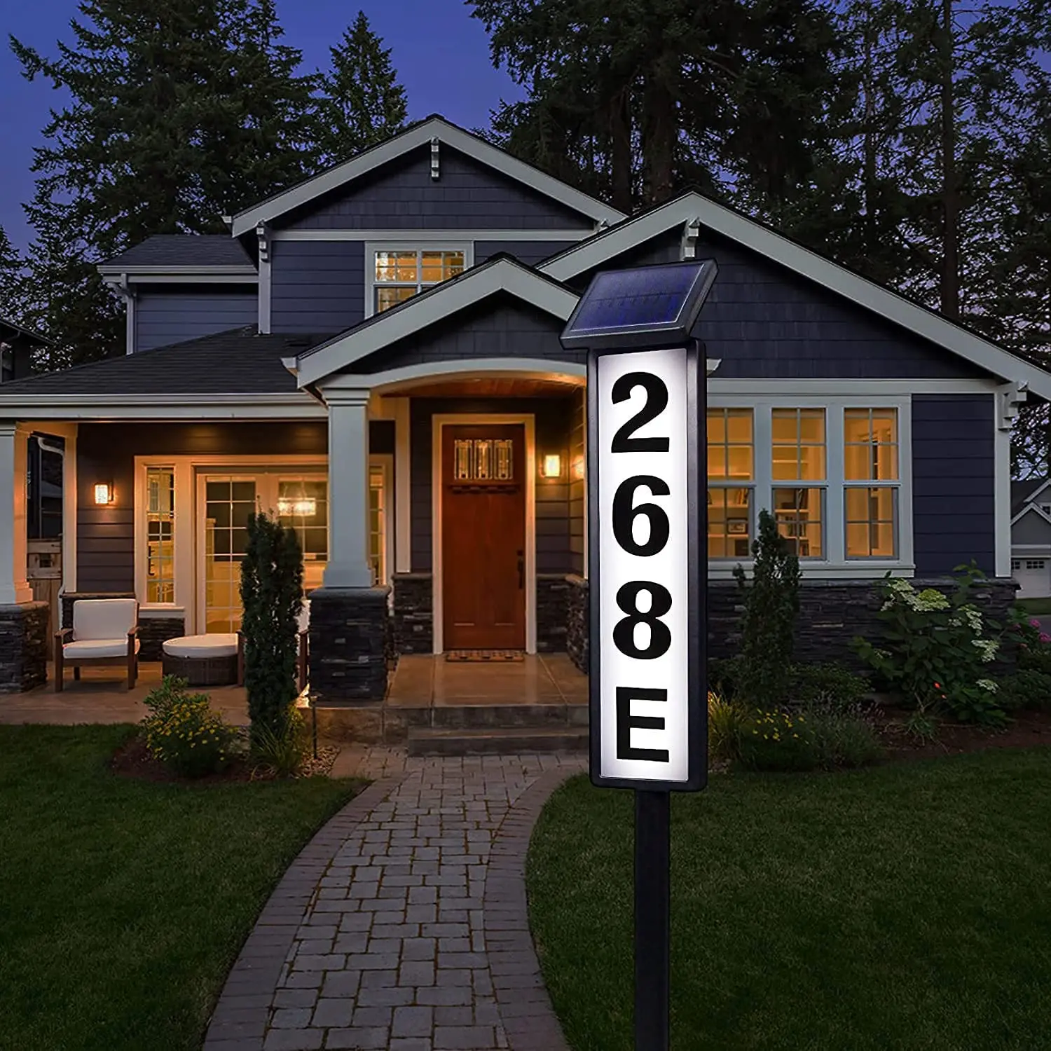 Solar Address Sign Lighted House Numbers Plaque Solar Powered ...