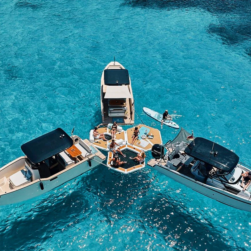 Hexagonal Inflatable Raft Water Platform Floating Dock Inflatable Swim ...