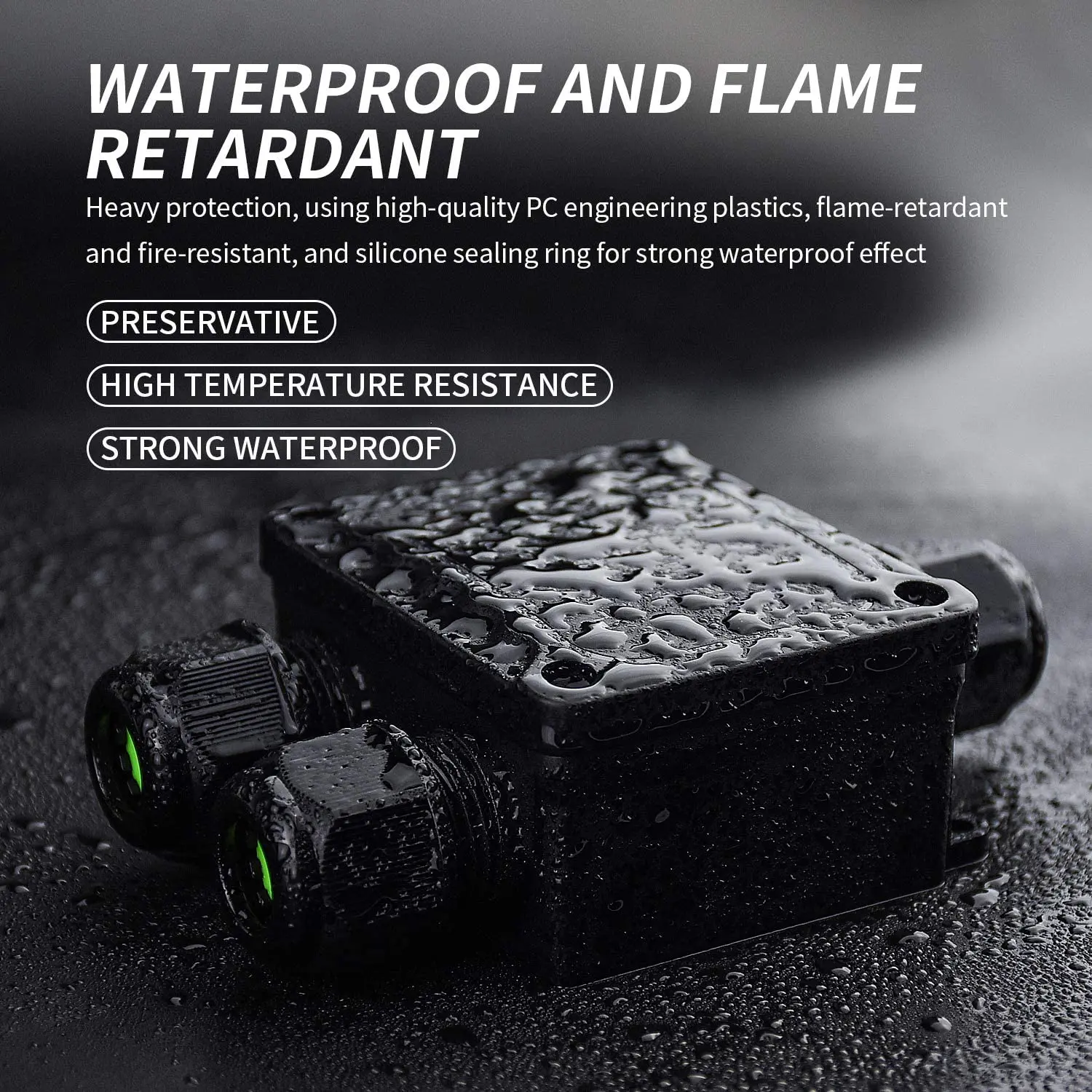 Small Black Plastic IP68 Electrical Enclosure Box PA66 Electronics ...