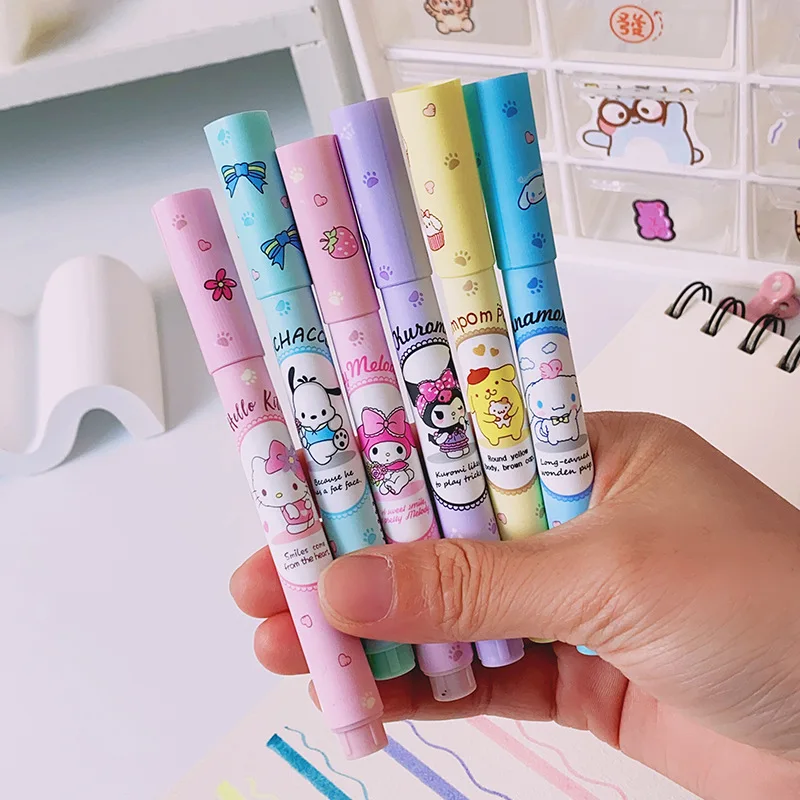 School Girls Kawaii Cute 6 Colorful Markers Highlighter Pen Sets For ...