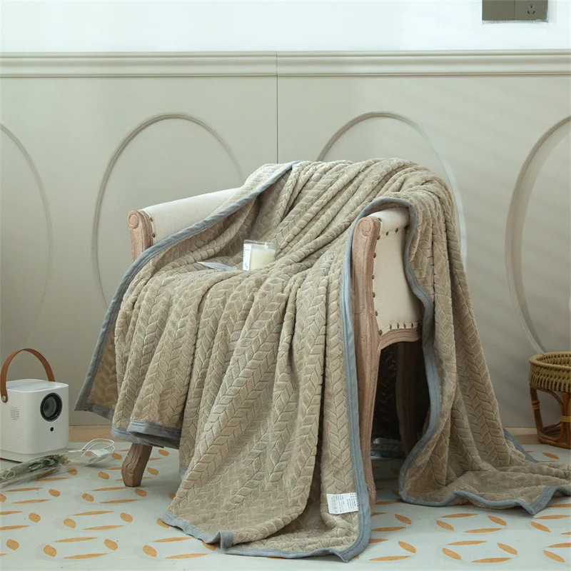 Customization Wheat Jacquard Design Blanket Lightweight Flannel Fleece ...