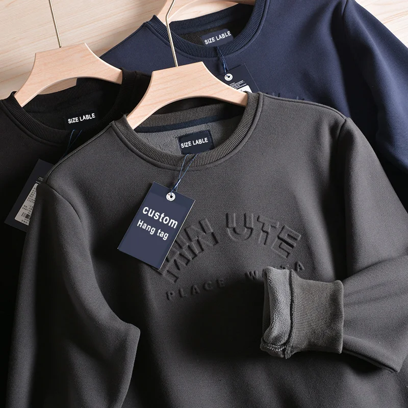 Custom Sweater 3D Embossing logo Hoodie Crewneck Long Sleeves ...