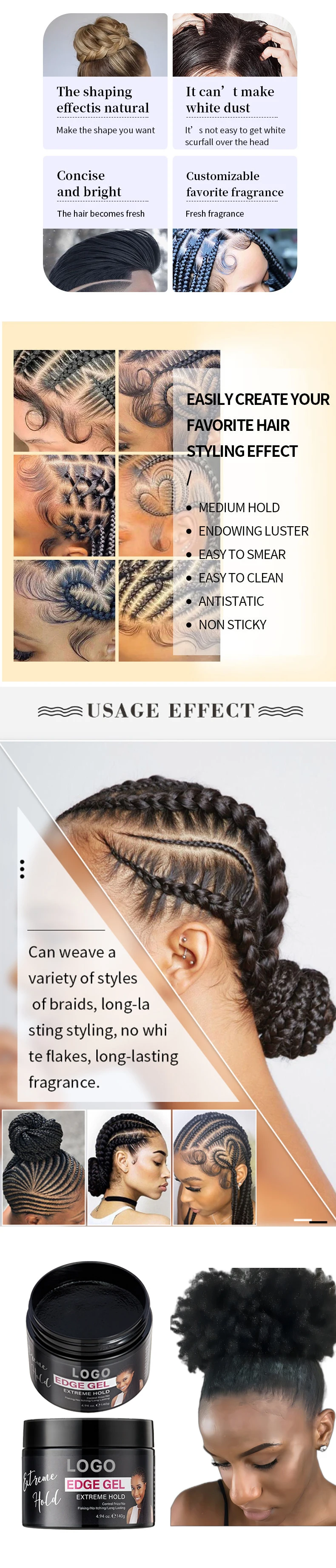 Private Label Oem/odm Hair Wax Braid Gel Private Label No Alcohol And ...