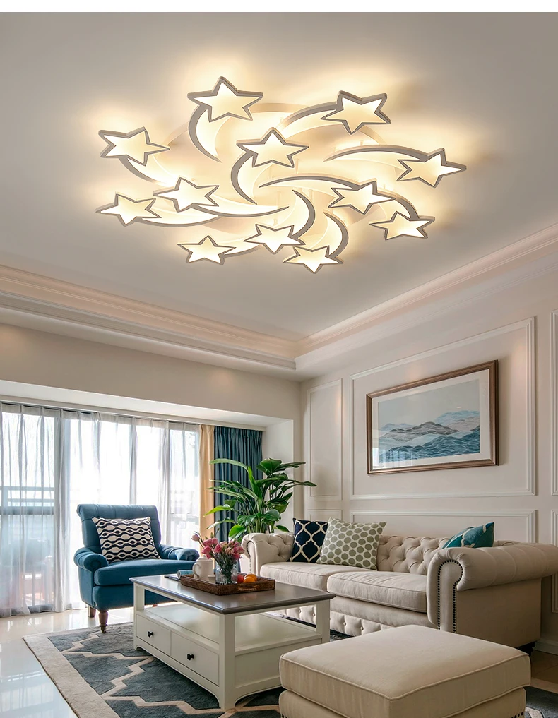 Luxury Star Shape LED Ceiling Light - Modern Decorative Lamp for Living ...