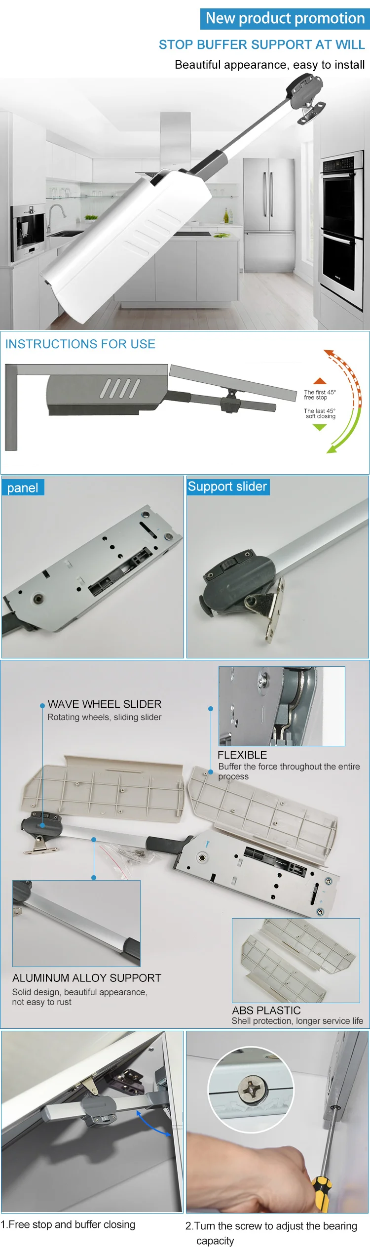 Furniture Parallel Lift Up Hinge Gas Spring Struts Lift Supports ...