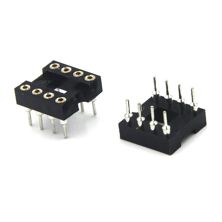 DEYCONN Round Hole IC Female Socket PH2.54MM 3.0H 8P Straight DIP PCB ...