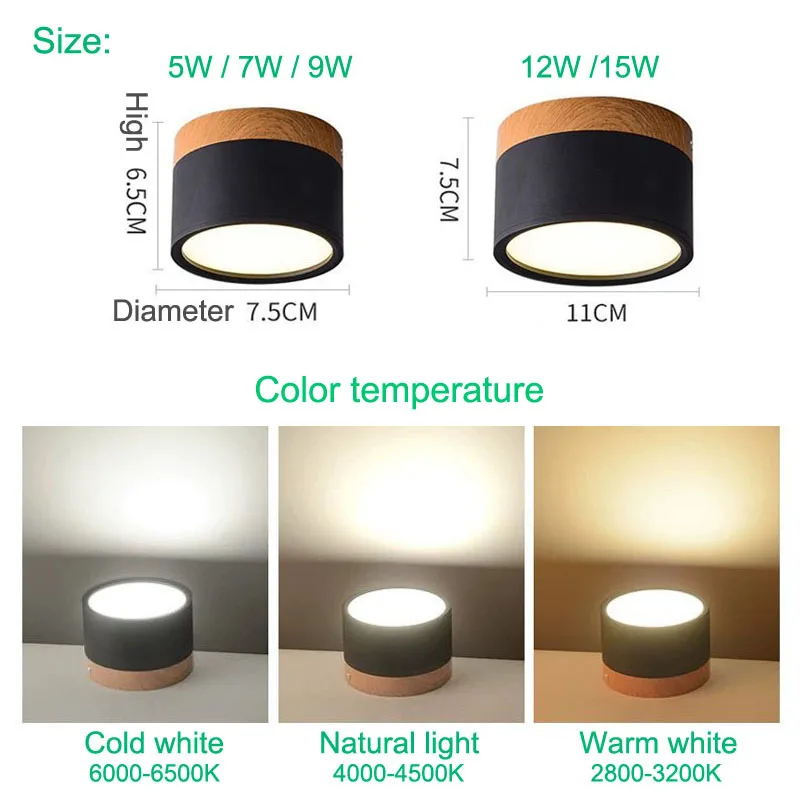 Modern Macaron Light Wood Grain Surface Mounted Led Downlight For Aisle ...