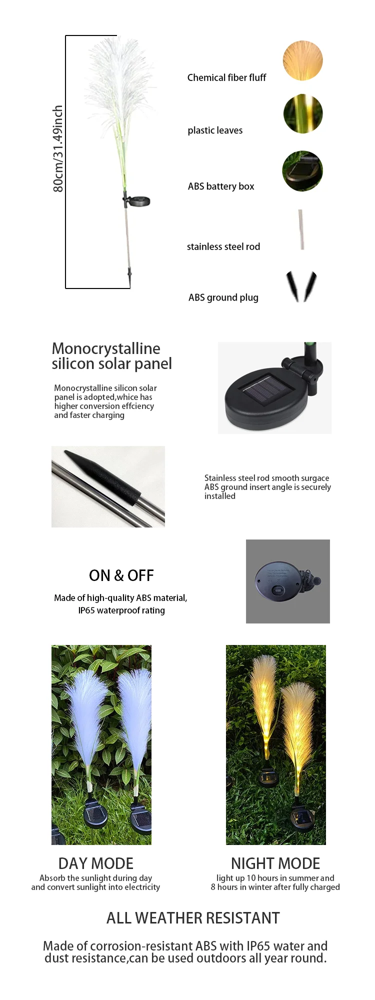 Fiber Optic Solar Lights Outdoor Solar Light Garden Decoration Reed ...