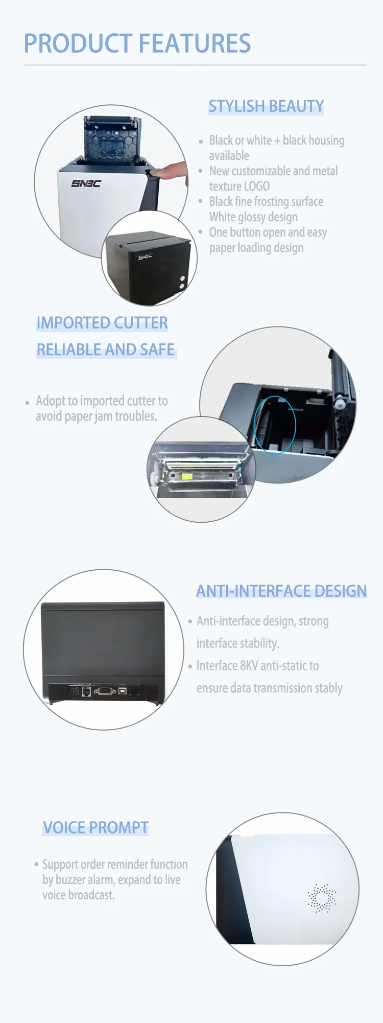 SNBC BTP-N80 Thermal Printer - High Speed, USB Receipt Printer