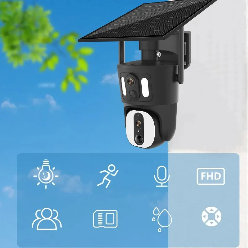 Low Power Pir Sensor Dual Lens Solar Camera 4mp Security Ptz Wifi Ip ...