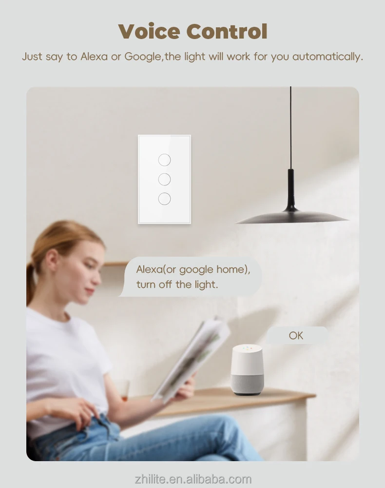 Tuya Smart Home Electric Wall Switch Tempered Glass Touch Switch No ...