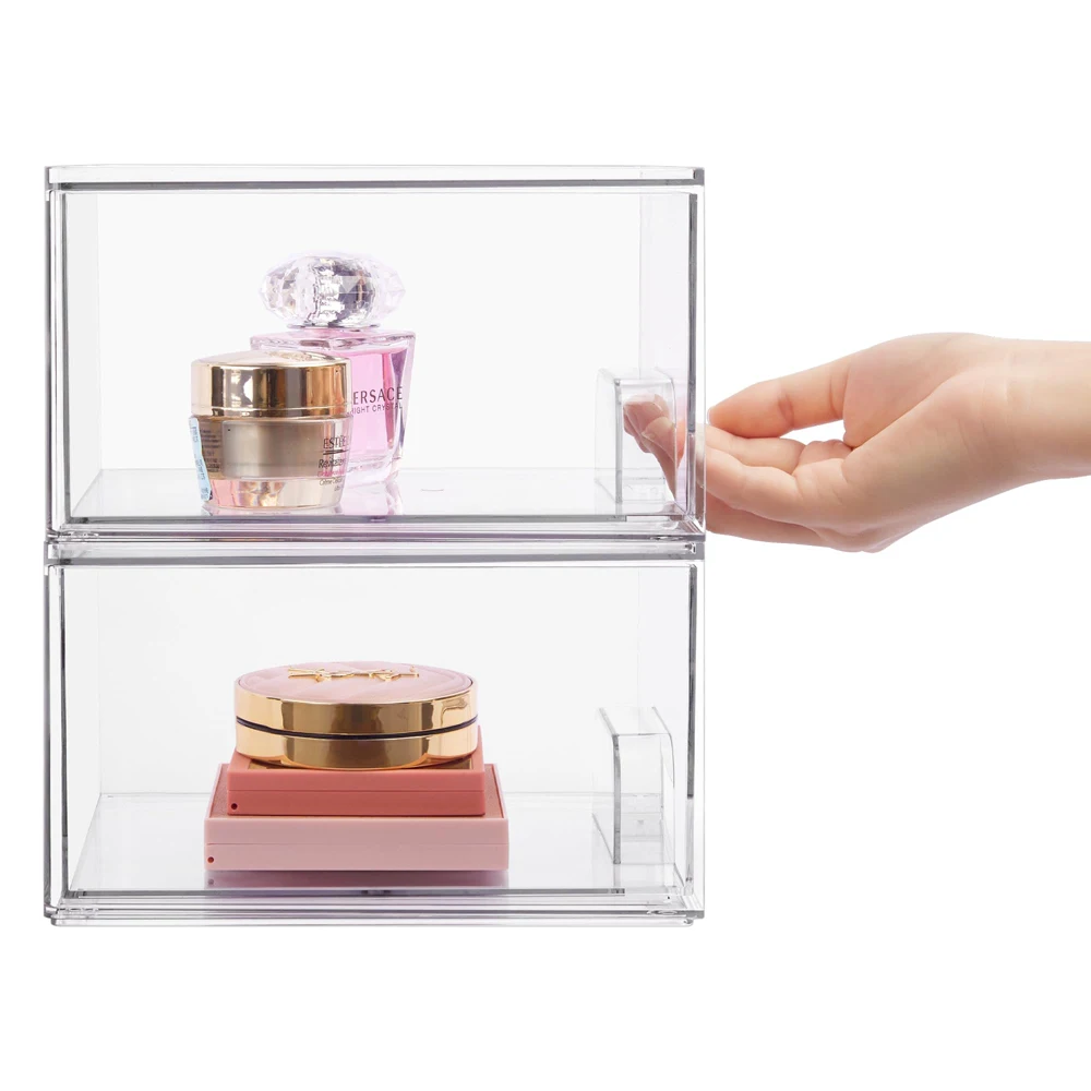 Clear Acrylic Stackable Storage Drawers 4.4'' Acrylic Bathroom Makeup ...
