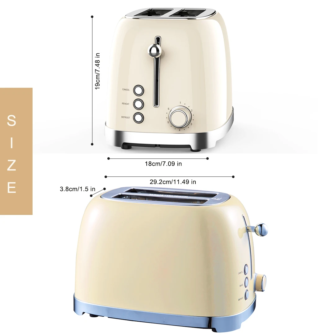 Retro 2 Slice Toaster Automatic Browning Sandwich Maker With Stainless ...