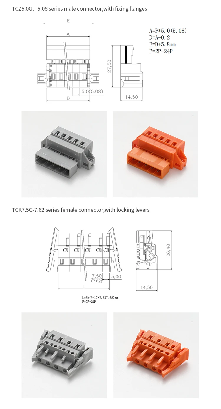 Wire Connectors Terminal Blocks Screwless Pluggable Male Female ...