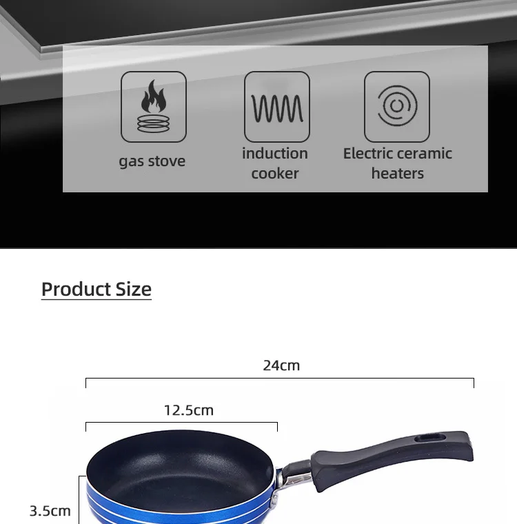 Factory Price Cookware 12/14/16 CM Multi-color Frypan Non Stick Mini ...