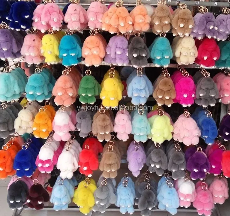 Factory Wholesale Cute Bunny Plush Fur Real Rex Keyring Pendant ...