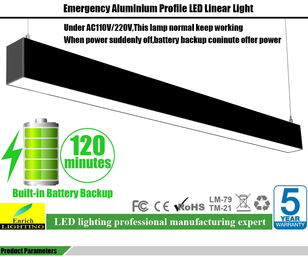 Emergency Led Linear Batten Light Fixture Led Pendant Luminaire - Buy ...