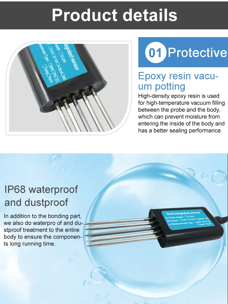 Rs485 Soil Npk Ec Ph Temperature Humidity Monitor Meter Soil Moisture ...