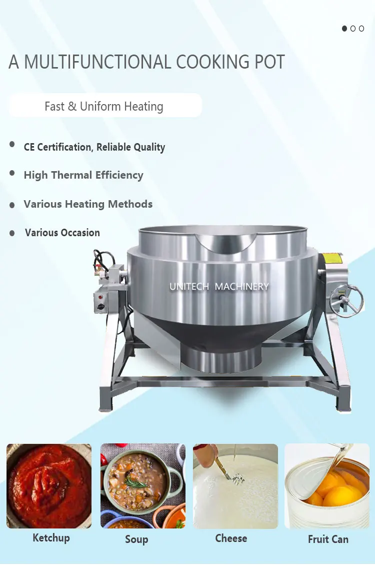 Commercial Cooking Jacketed Kettle Cheese Sauce Tomato Chili Paste ...