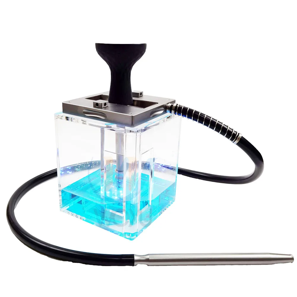 Aluminum square Hookah LED Single Hookah Hose Hookah Acrylic Shisha ...