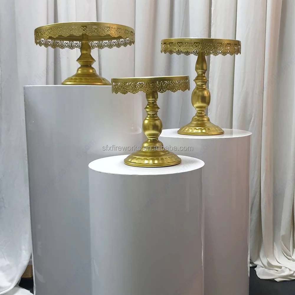 High Quality Thickening Metal White Plinth Cylinder Dessert Table For ...