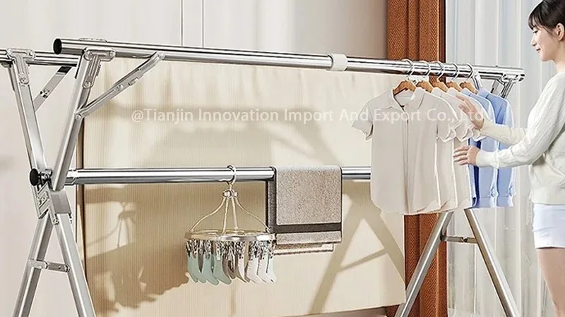 Laundry Clothesline Retractable Cloth Hook Folding Wall Mounted Clothes ...