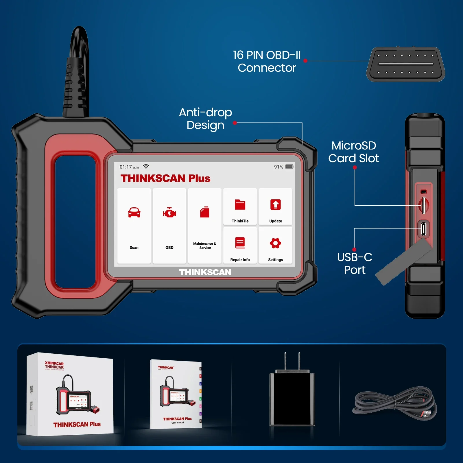 THINKCAR Thinkscan Plus S7 OBD2 Car Scanner Diagnostic Tools 4 System ...