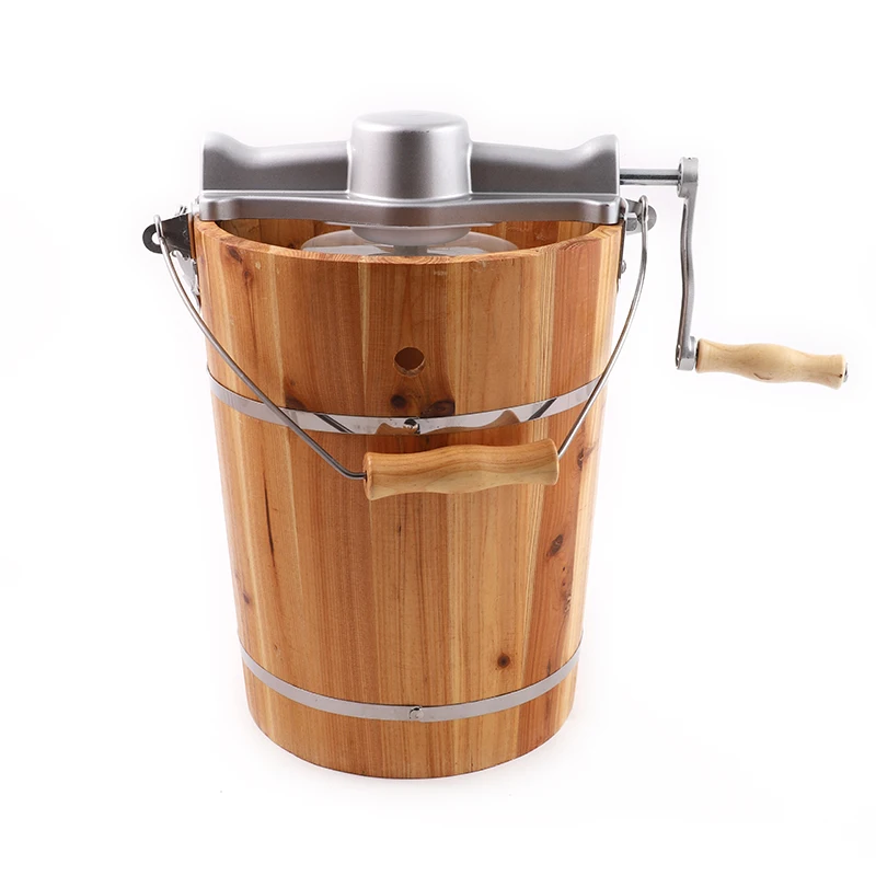 Hand Crank Ice Cream Maker - Large Capacity & Wood Design