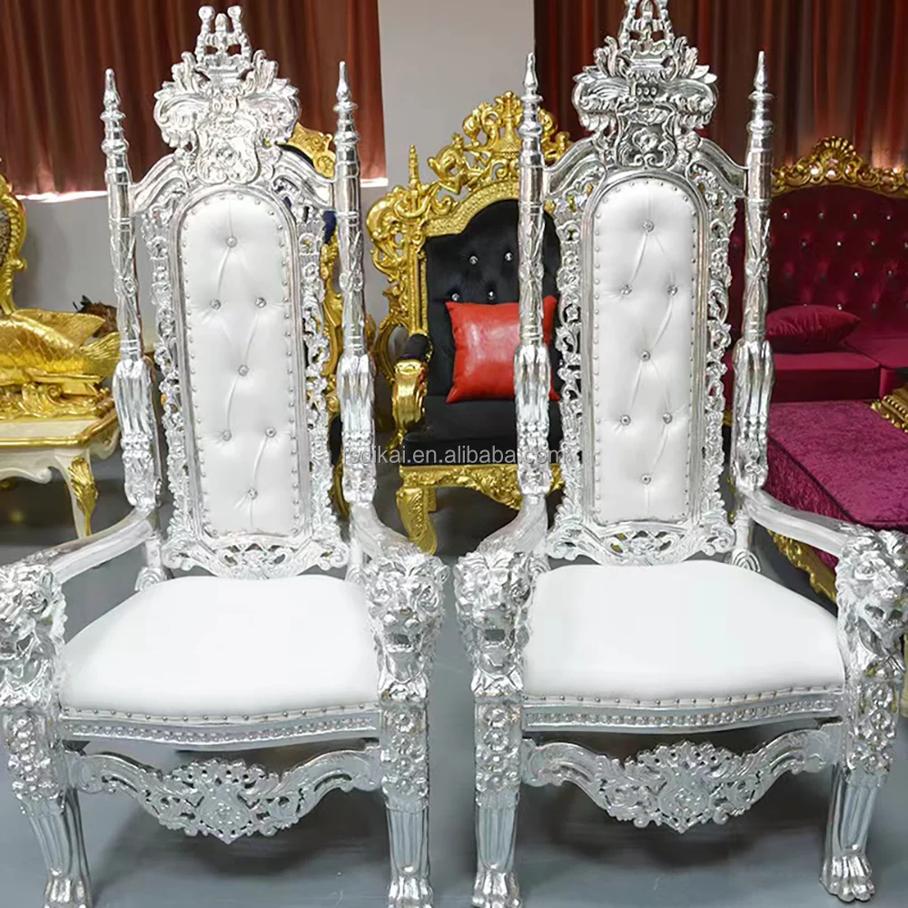 Luxury Golden Antique Queen King Throne Chairs For Wedding Events Use ...