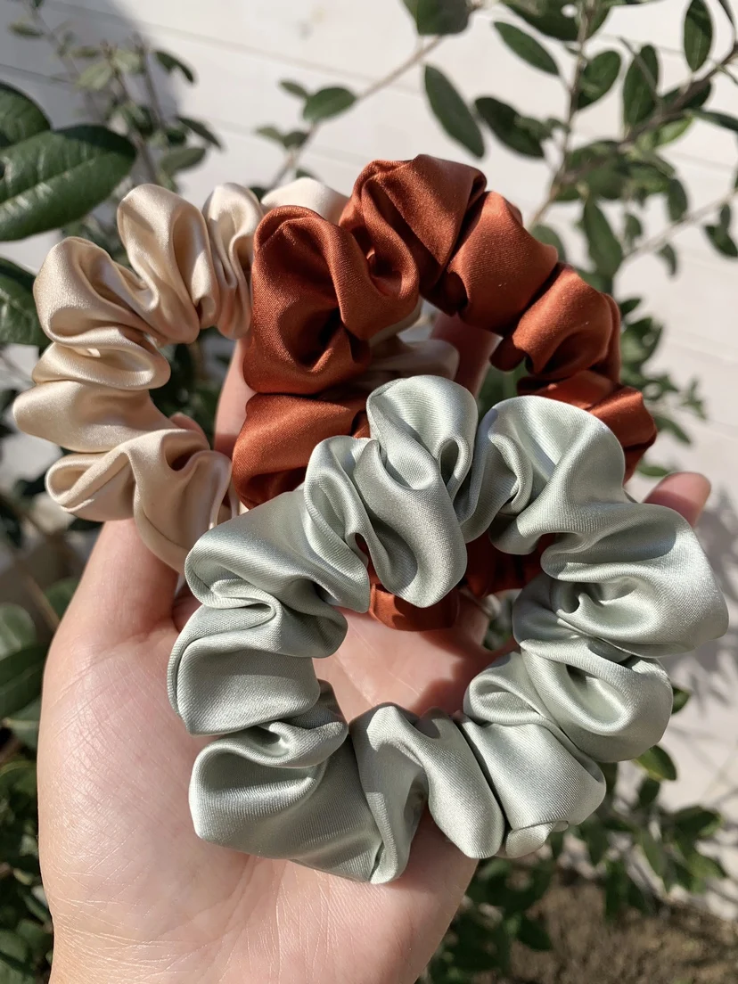 Soft Hair Care with Pure Silk Charmeuse Scrunchies