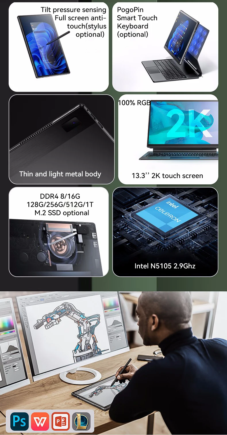 Factory Price Surface Style 2in1 Win 10 11 Computer Tablet With ...