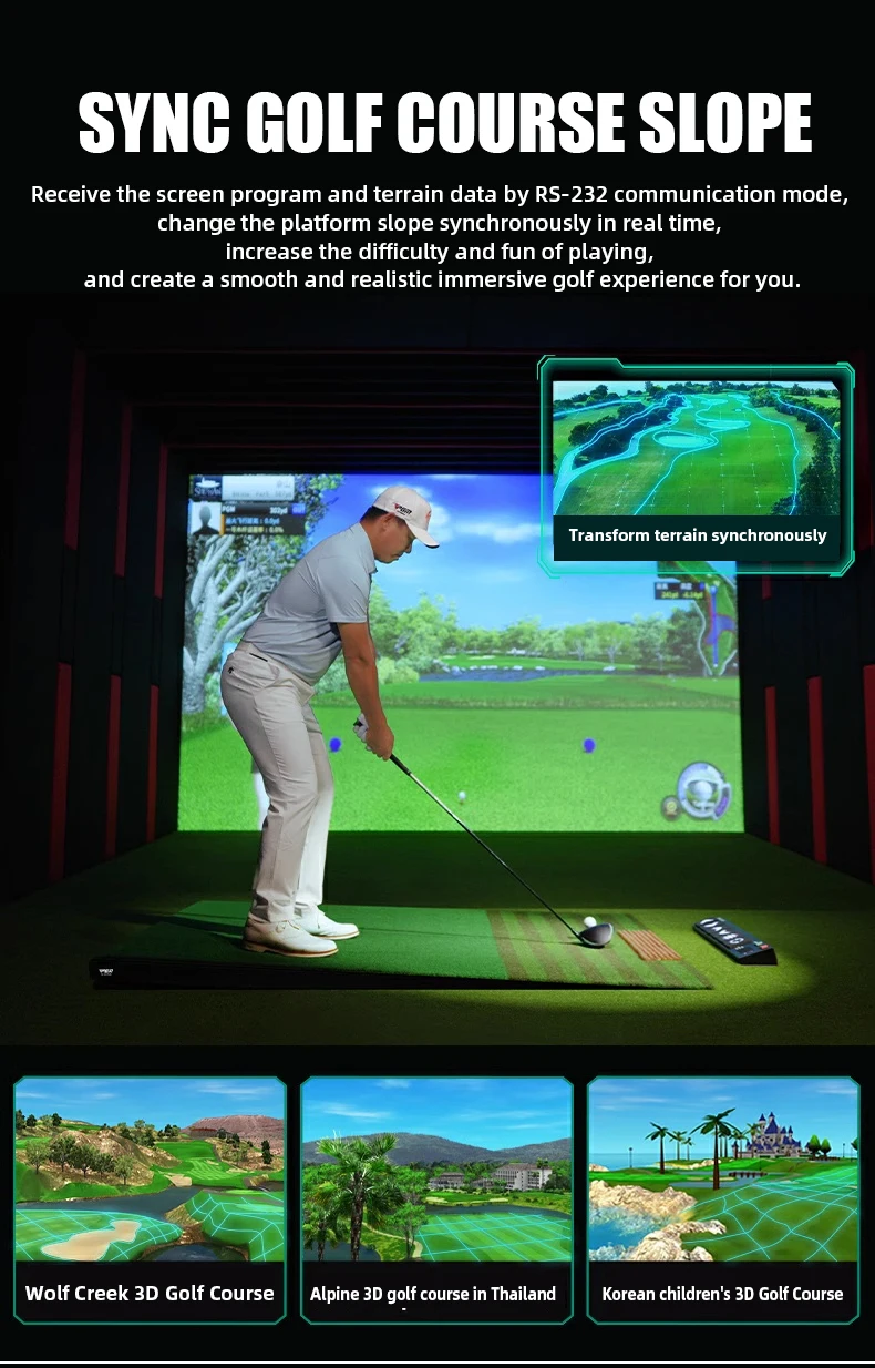 PGM JQ019 New Golf Simulator Dynamic Platform Real-time Synchronous Indoor Realistic Practice ...