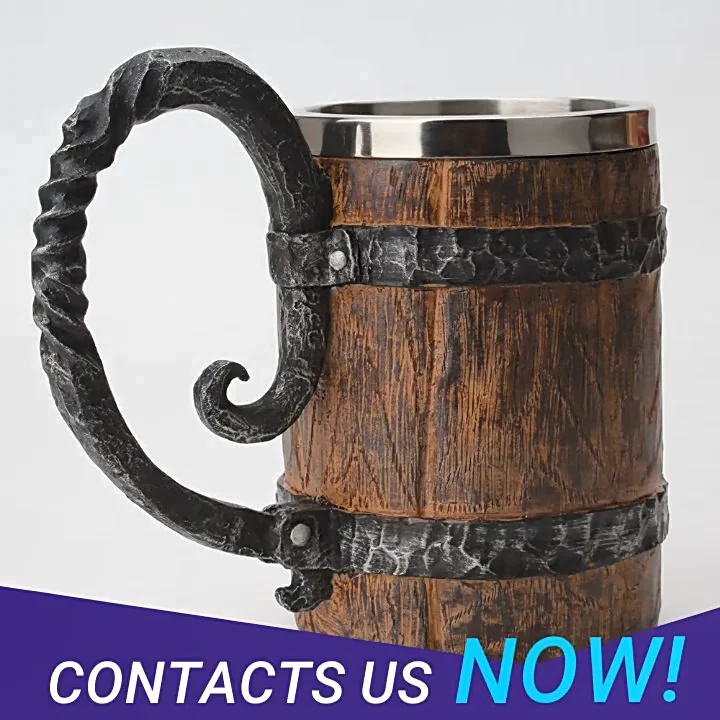 Stainless Steel Resin Coffee Tankard Mug Big Capacity 600ml Drink Ware ...