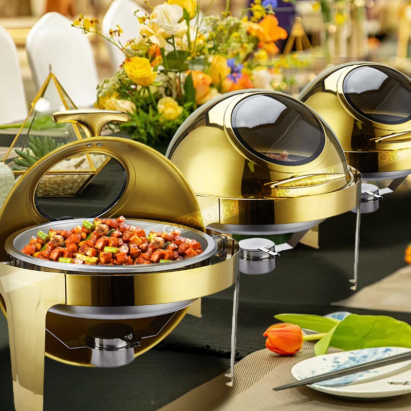 Luxury Chafing Dish Buffet Set Catering Decorations Roll Top Chafing Dish Gold Equipment Buffet ...