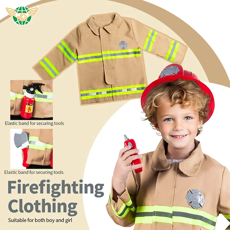 Educational Fire Rescue Toy Set Kids Fireman Helmet Tools Role Play ...