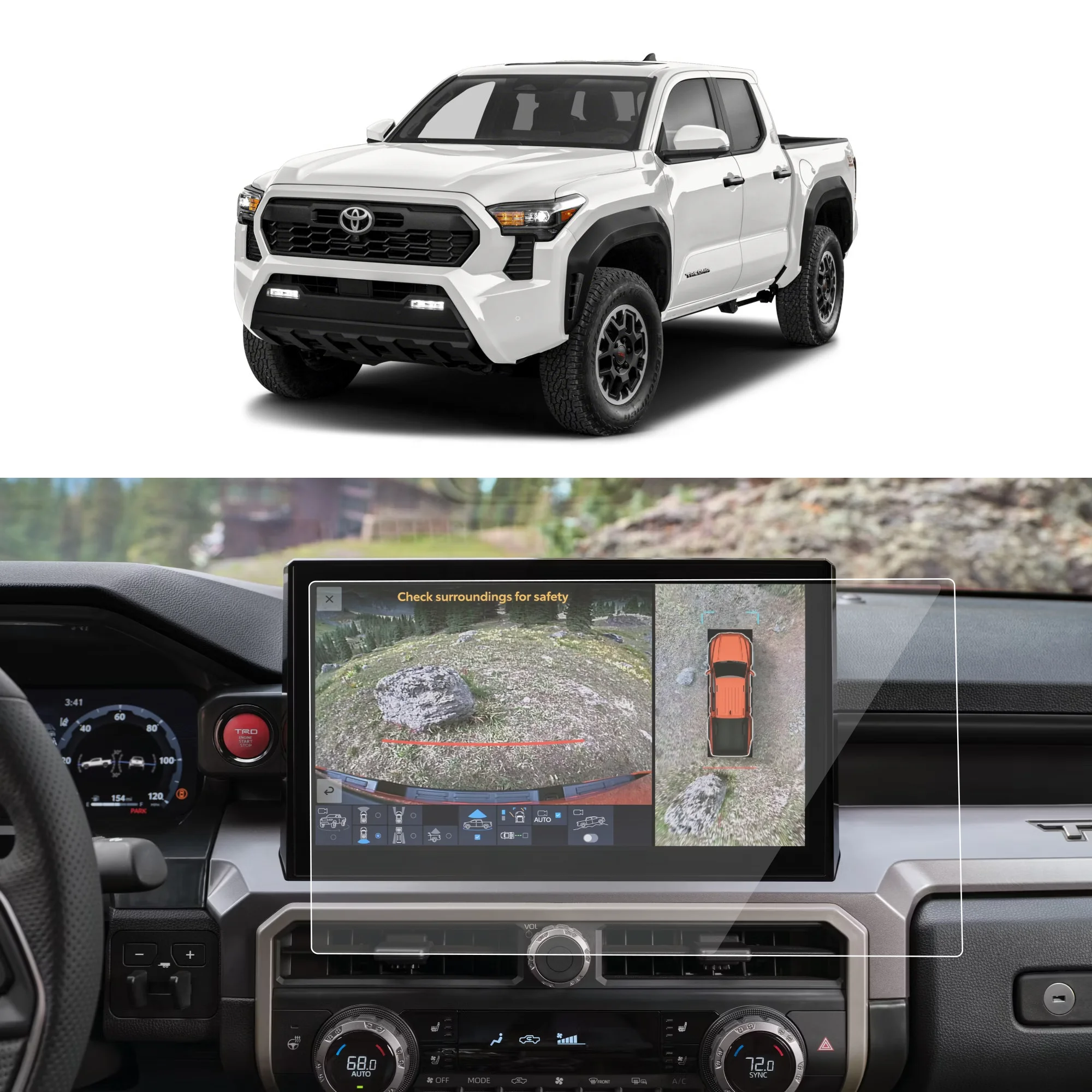 For 2024 Toyota Tacoma 14 Inches Touchscreen Tempered Glass Screen ...