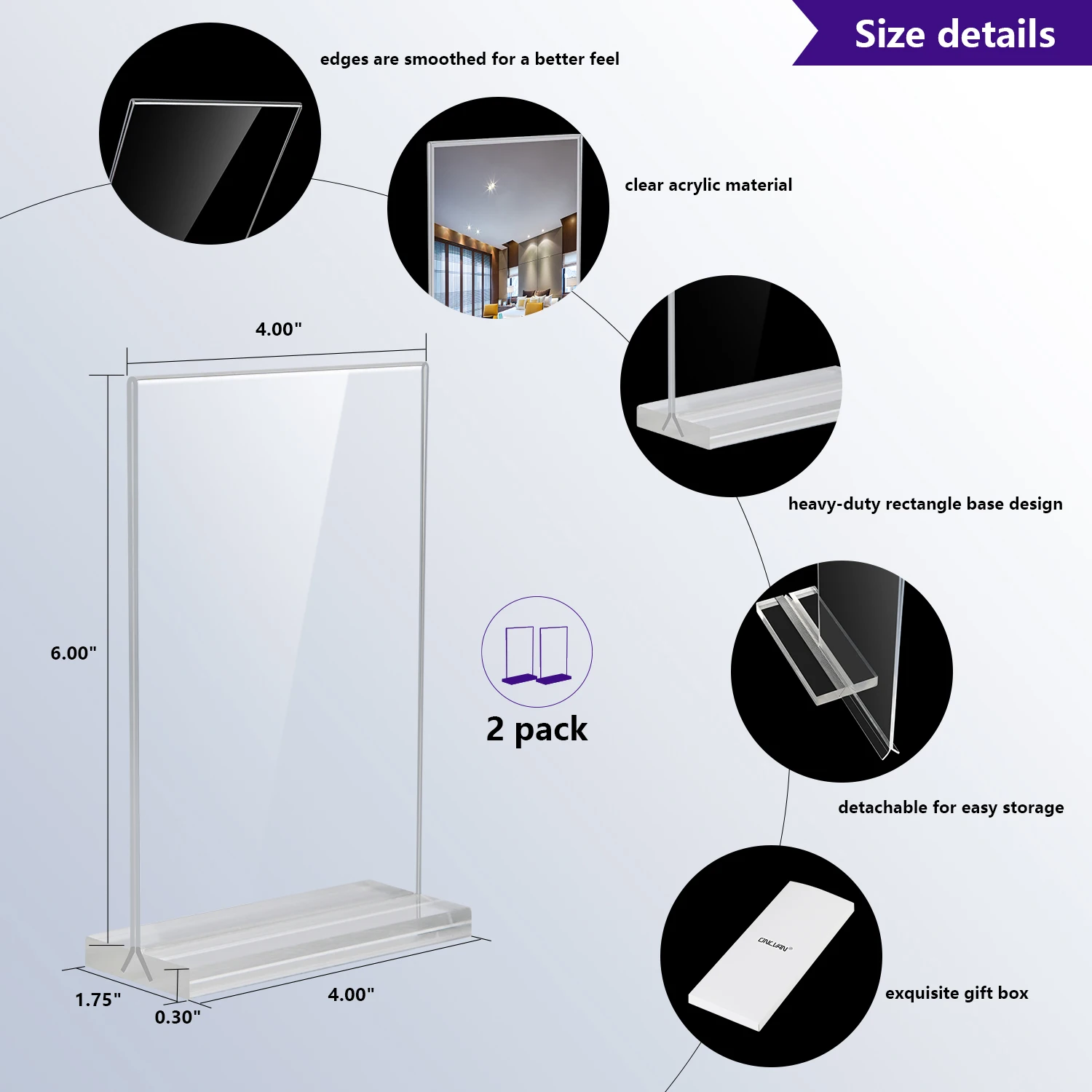 Acrylic Table Tent Menu/card Holders - 4" X 6" - Buy Acrylic Table Tent ...