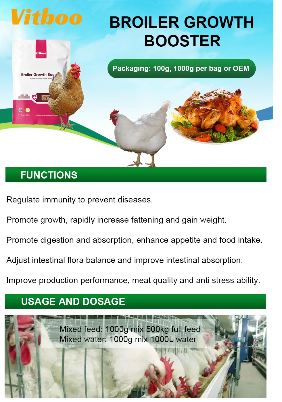 Broiler Promoter Fast Growth And Weight Gain Chicken Booster Poultry ...