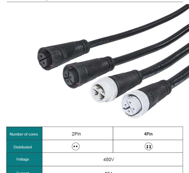 Ip67 Waterproof Cqc Cable Connector Male To Male Single Phase With 2/3 ...