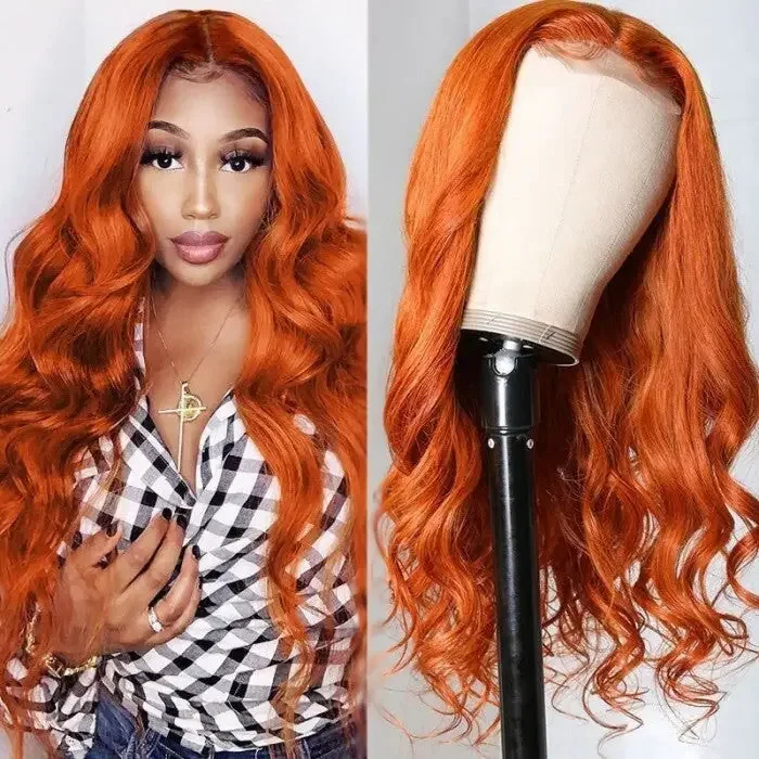 Dark Ginger Color Wigs - Human Hair Lace Front Wigs