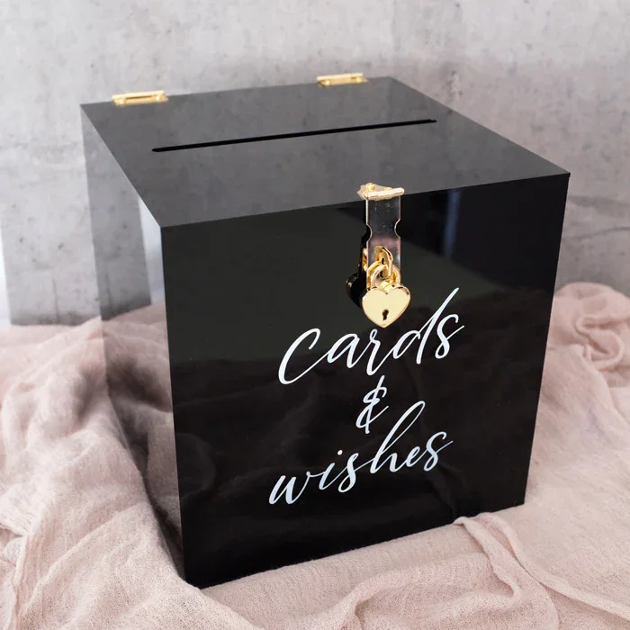 Mirror Acrylic Wedding Card Box with Lock – Custom Size Wishing Well ...