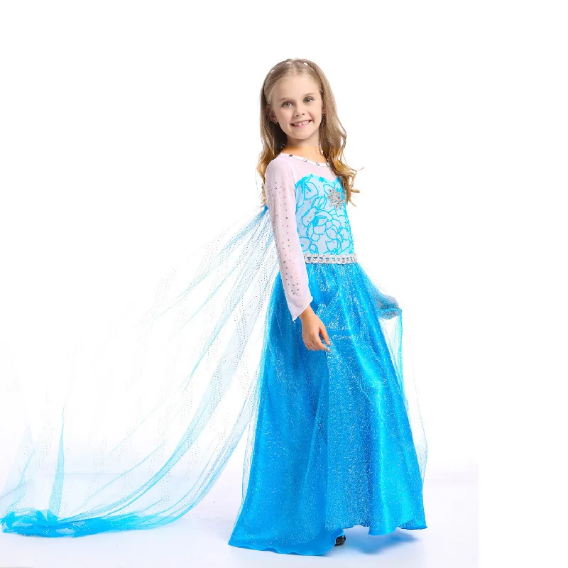 Halloween Costumes Long Dress Elsa Princess Dresses With Accessories ...