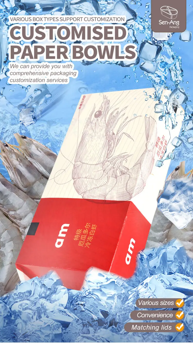 Custom Double Coated Frozen Shrimp Seafood Box - FSC Certified