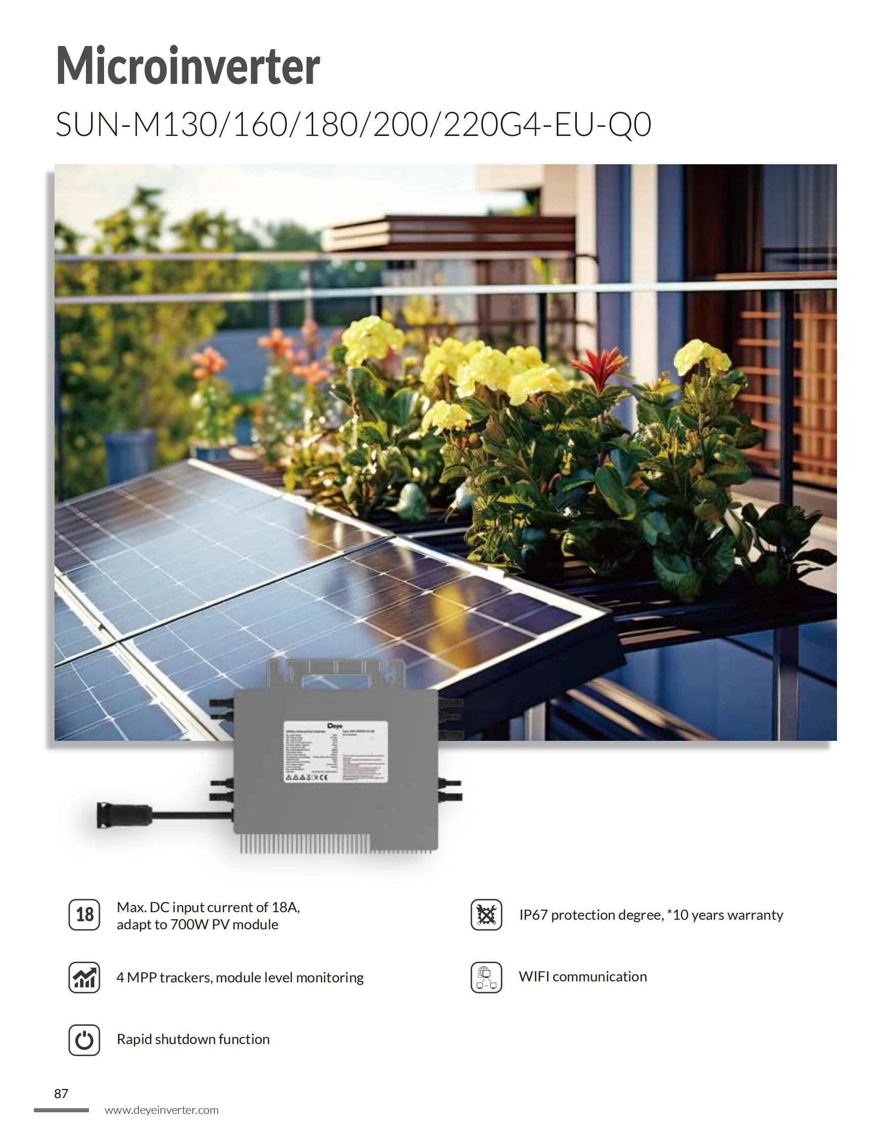 Deye SUN-M220G4-EU-Q0 2200W Micro Solar Inverter for Grid Tie