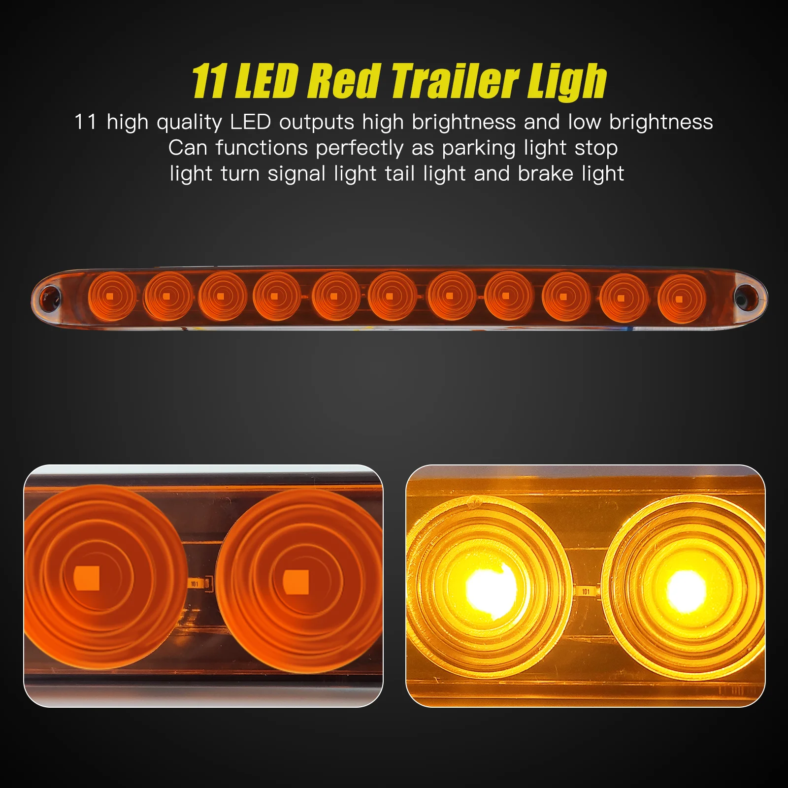 12V 24V LED Car Brake Stop Turn Tail Light Truck Trailer Side Marker ...