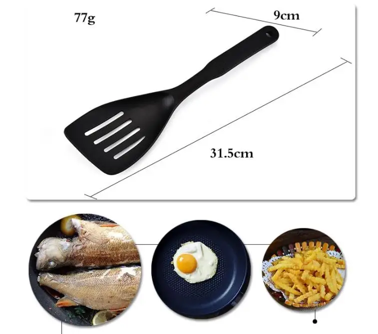 High Temperature Resistance Nylon Turner Silicone Spatula Black Kitchen ...