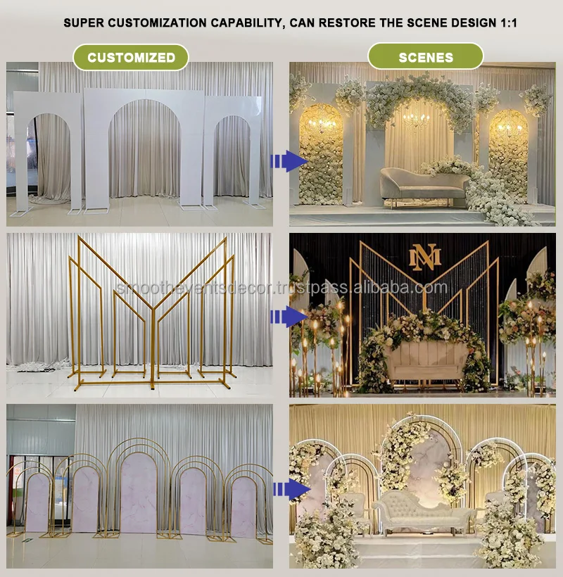 SMOOTH Wedding Backdrop Gold Structure Event Backdrop Stand Gold Metal ...